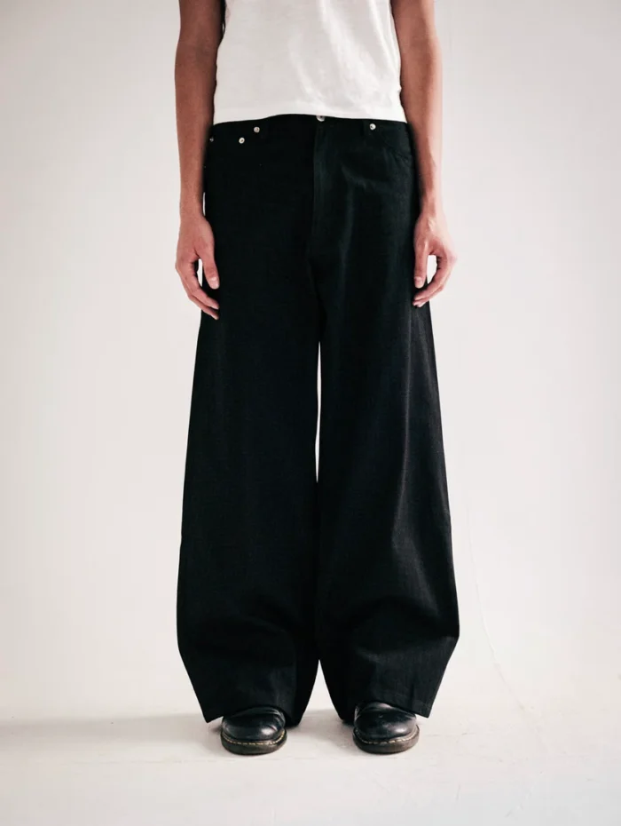 Jet Black Raw Selvedge Wide Leg Denim (6-8 WEEK PREORDER)
